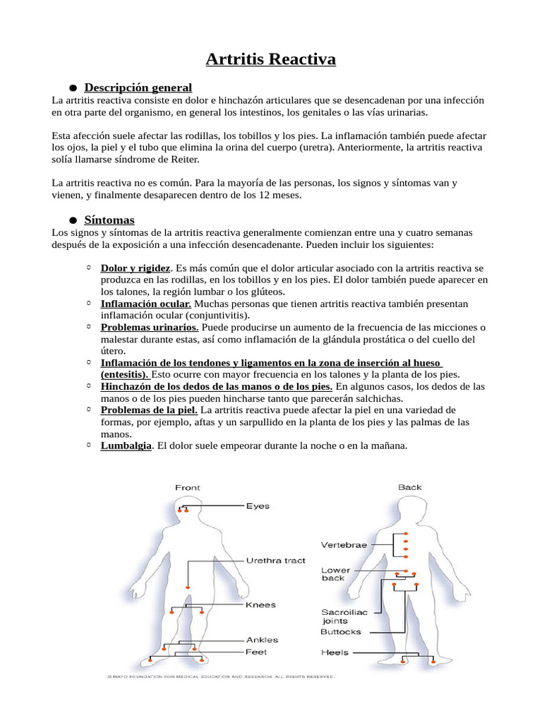 Artritis Reactiva | PDF | Artritis | Rodilla