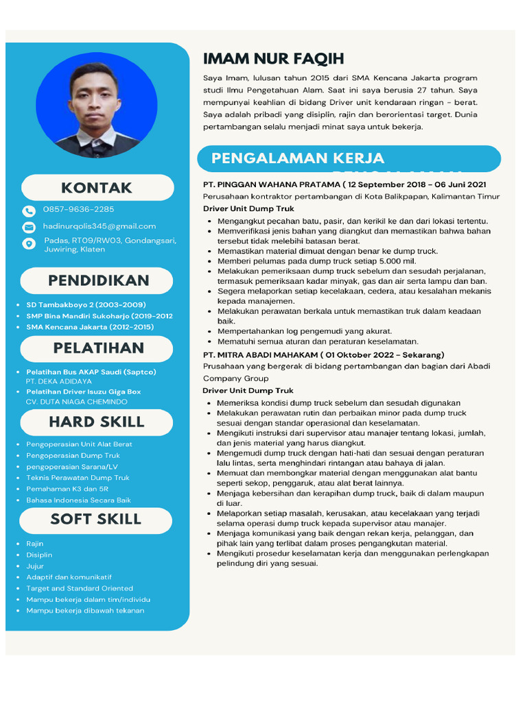 Lamaran Kerja - Mas Imam | PDF