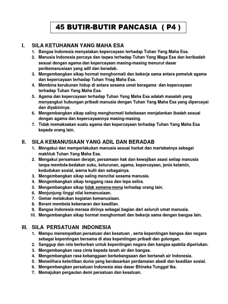 45 Butir Pancasila | PDF