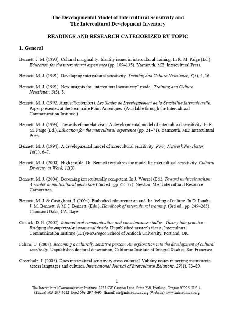 Intercultural Sensitivity Studies | PDF | Cross Cultural Communication ...