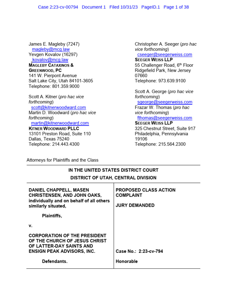LDS Donation Misuse Lawsuit | PDF | Legal Remedy | Class Action