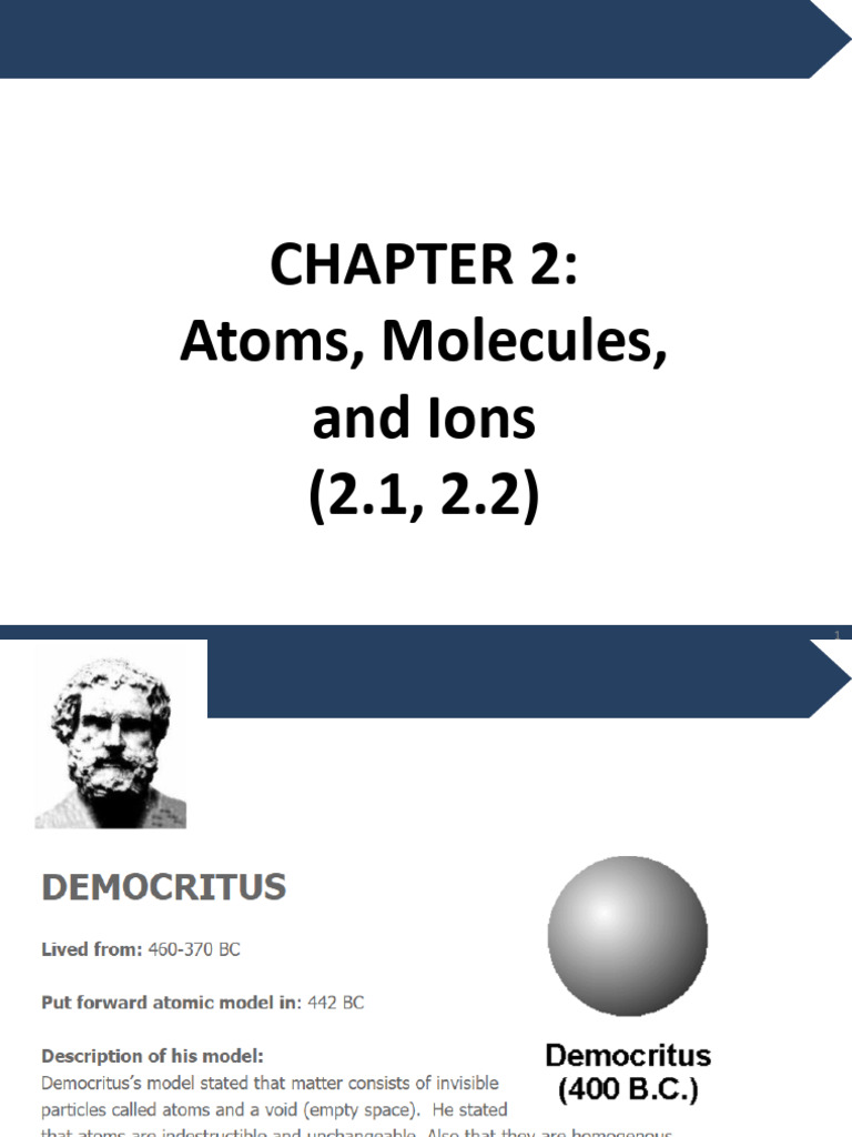 Chem 111.2-Fall 2023 Chapter2.1 2.2 | PDF | Atoms | Atomic Orbital