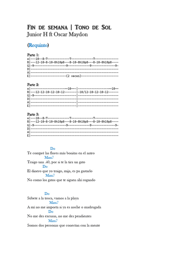 Fin de Semana (Requinto y Acordes) | PDF