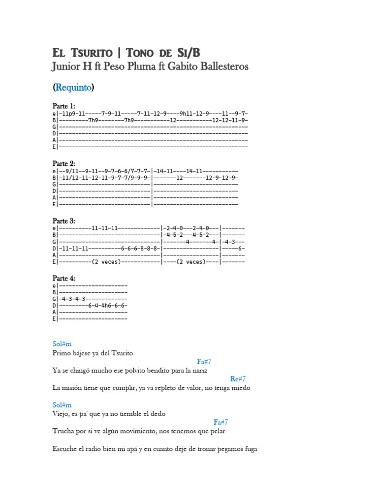 El Tsurito (Requinto y Acordes) | PDF