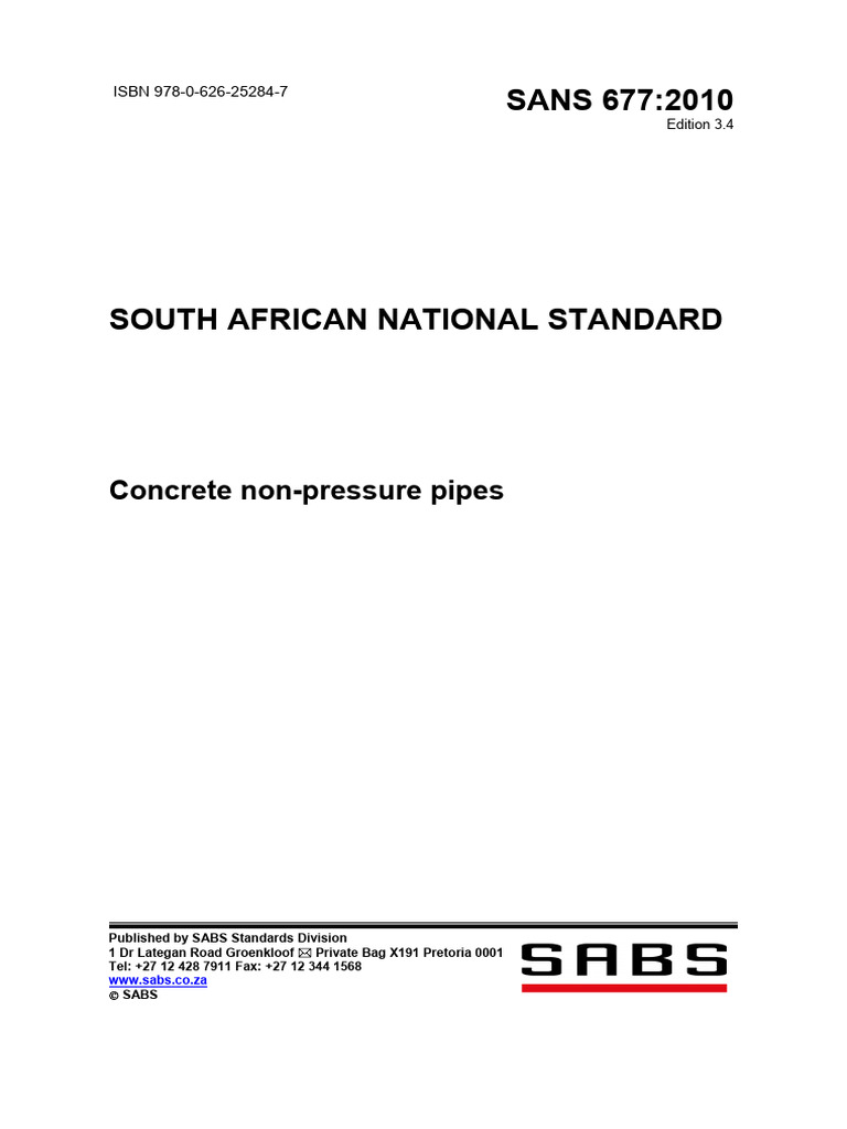 Sans 677 | Download Free PDF | Pipe (Fluid Conveyance) | Concrete