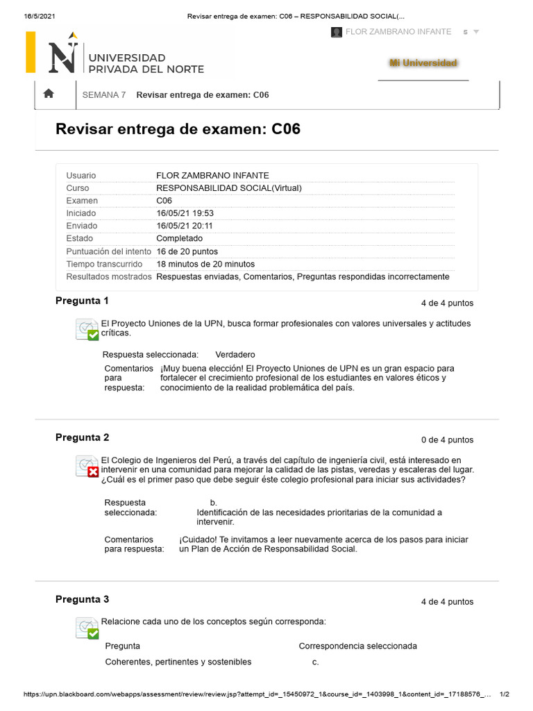Revisar Entrega de Examen - C06 - RESPONSABILIDAD SOCIAL (.. | PDF | Ciencias sociales | Salud y ...