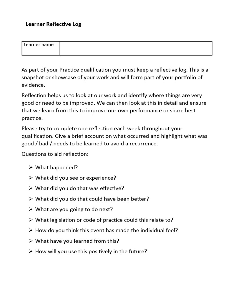 Care Learner Reflection Log by Fatima Tuz Zohora | PDF