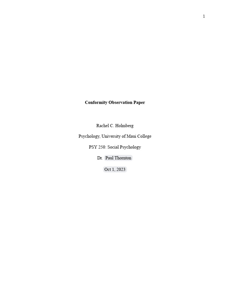 Conformity Observation Paper 1 | Download Free PDF | Conformity ...