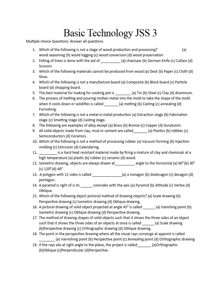 Basic Technology JSS 3 | PDF | Engineering | Casting