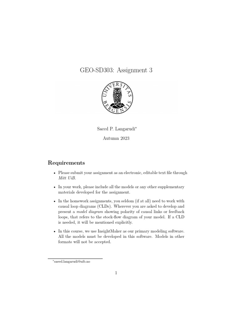 Assignment 3 GEO-SD303 | PDF | Economic Equilibrium | Feedback