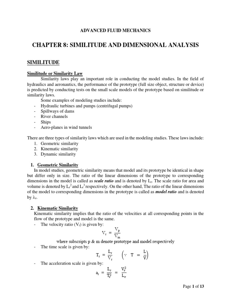 Chapter 8 Simlitude and Dimensional Analysis | PDF | Drag (Physics) | Applied And ...
