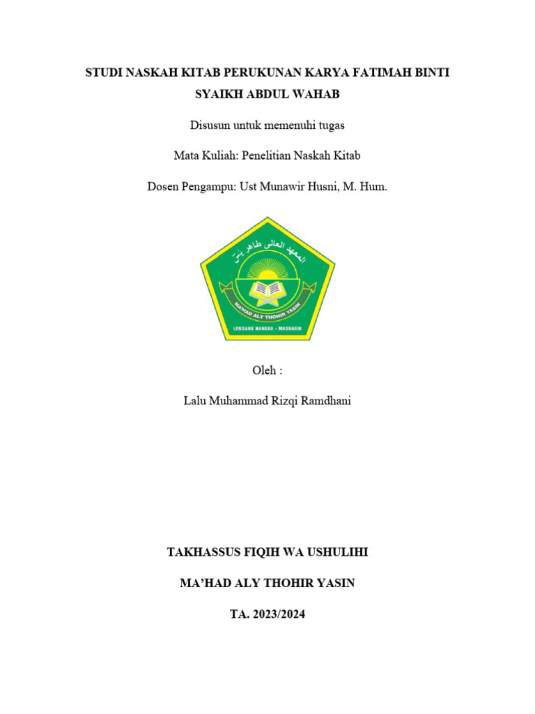 Analisis Kitab Perukunan Fatimah | PDF | Ilmu Sosial | Perjalanan