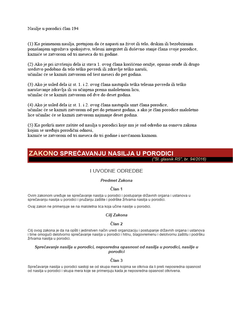 Nasilje U Porodici | PDF