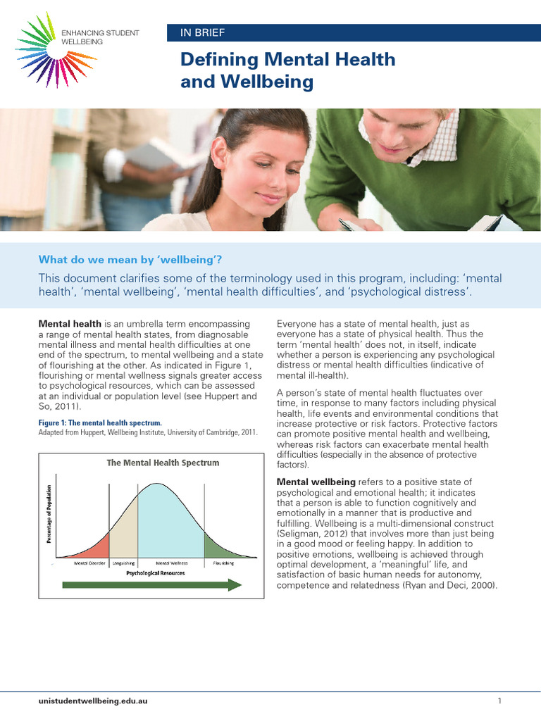 Defining Mental Health And Wellbeing Article Author Enhancing Student