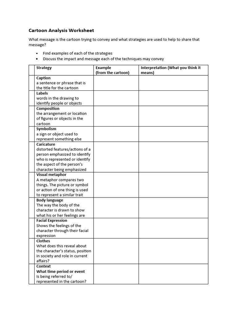 Cartoon Analysis Strategies and Emotions | PDF | Body Language | Facial ...