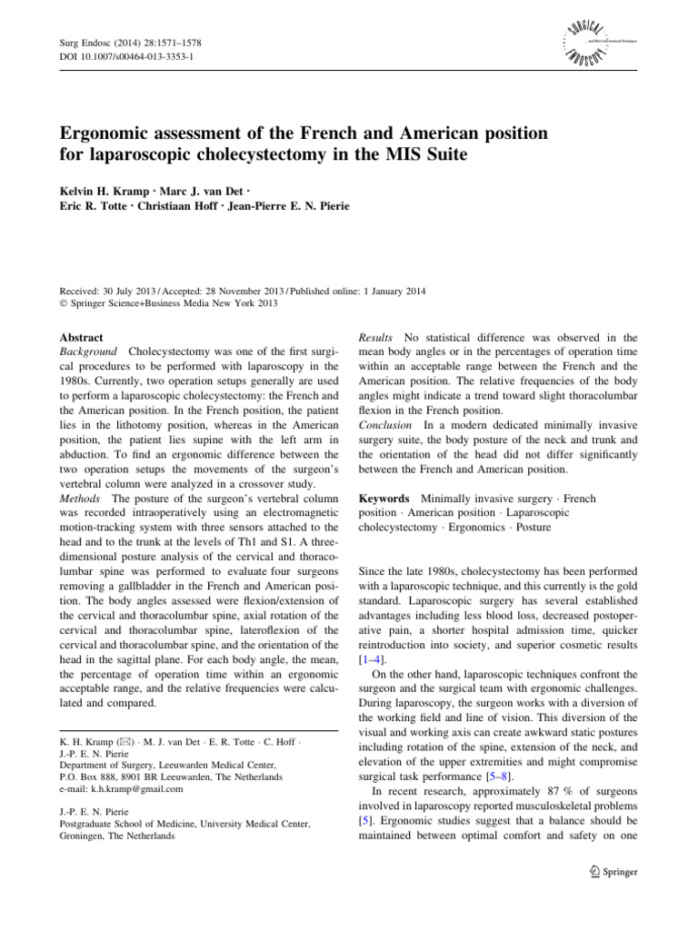 Ergonomic Assessment of The French and American Position For ...
