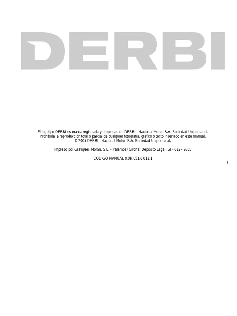 Manual Derbi Senda DRD X-Treme 50 SM (Español - 120 Páginas) | PDF