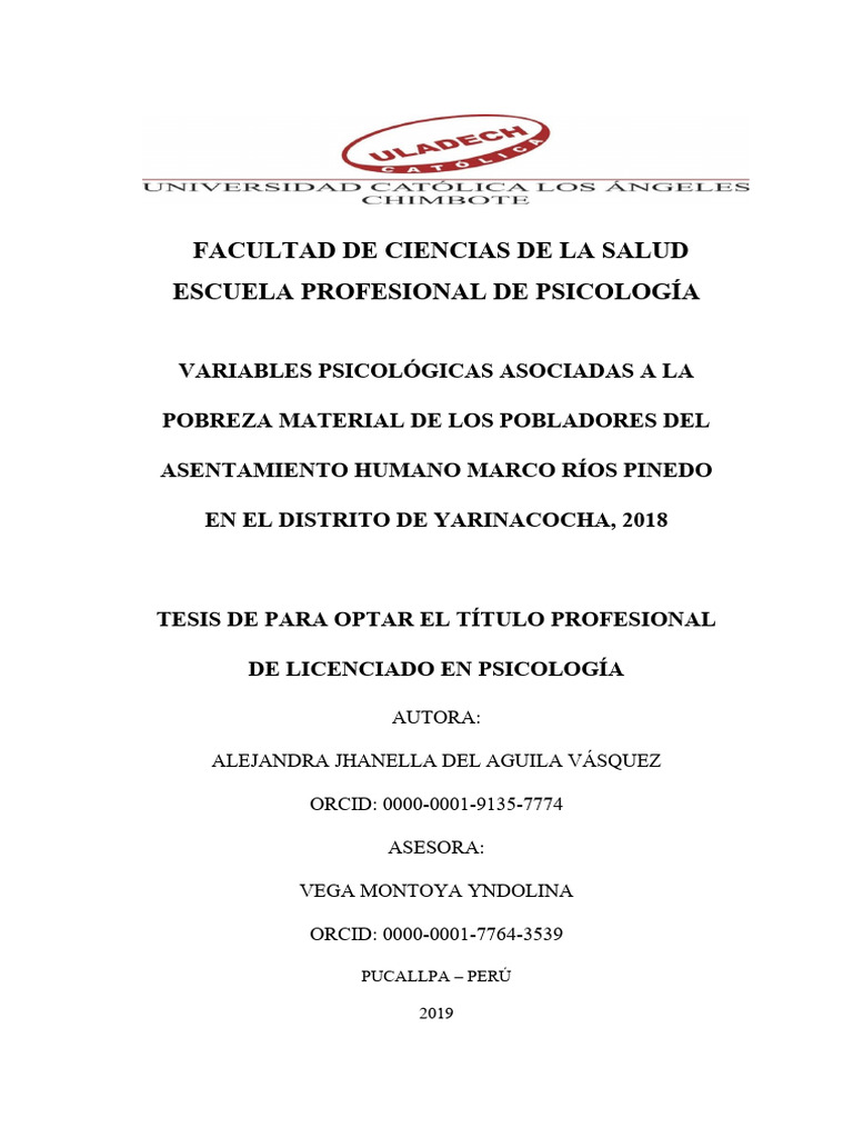 Informe de Tesis 2019 | PDF | Pobreza | Pobreza e indigencia Informe de Tesis 2019 | PDF | Pobreza | Pobreza e indigencia