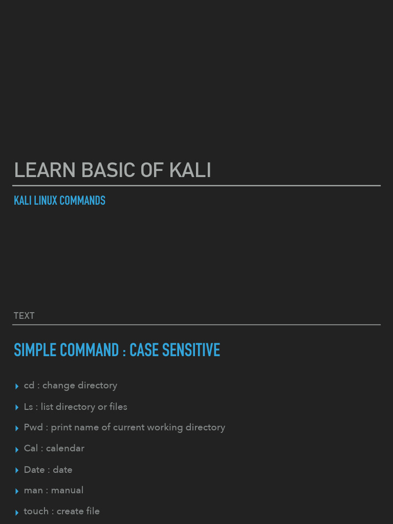 Essential Kali Linux Commands Guide | PDF