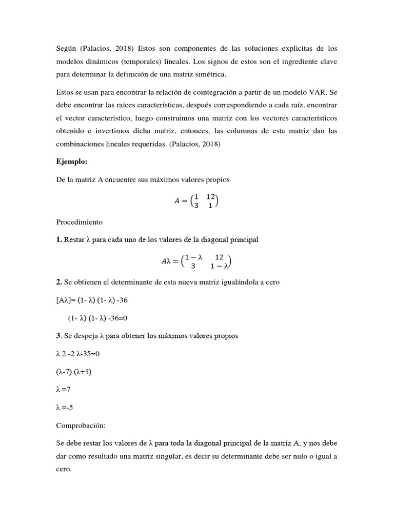 Econometría II (Máximo Valor Propio y Estadístico de Traza) - 2-8 | PDF ...