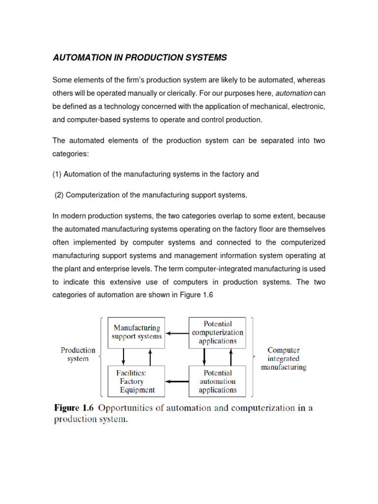 AUTOMATION IN PRODUCTION SYSTEMS Unit 1 | PDF | Automation ...