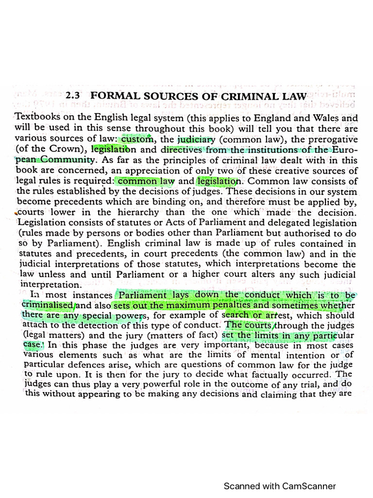 Formal Sources of Criminal Law | PDF