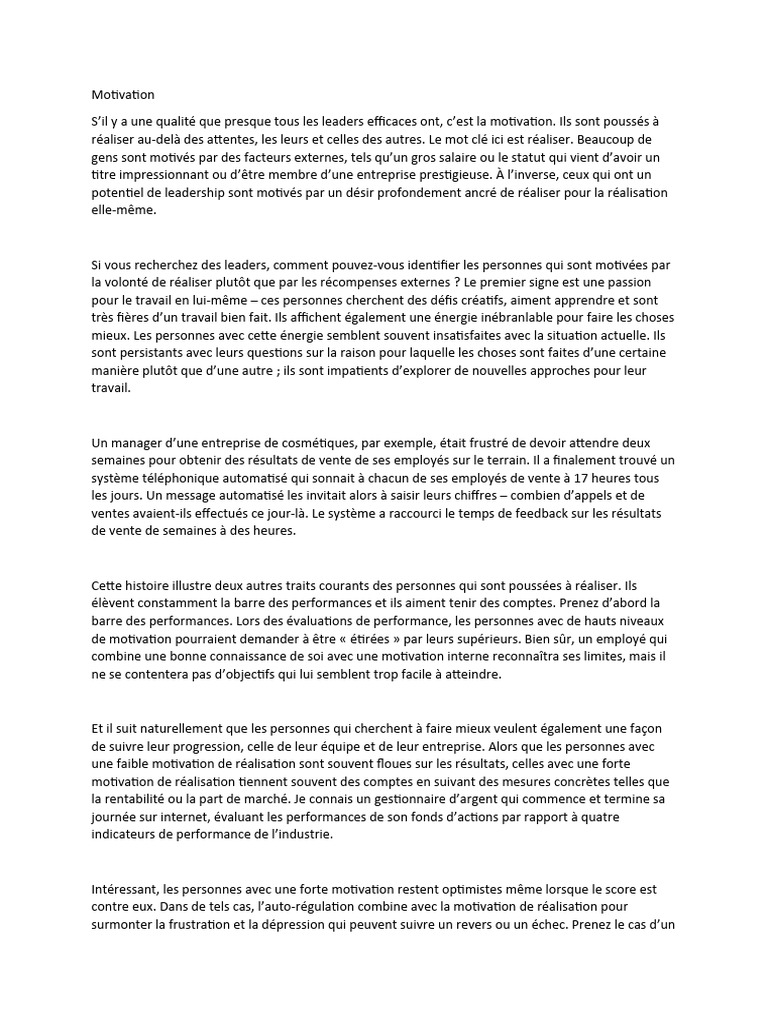 Motivation et Leadership à Harvard | PDF | Motivation | Motivant