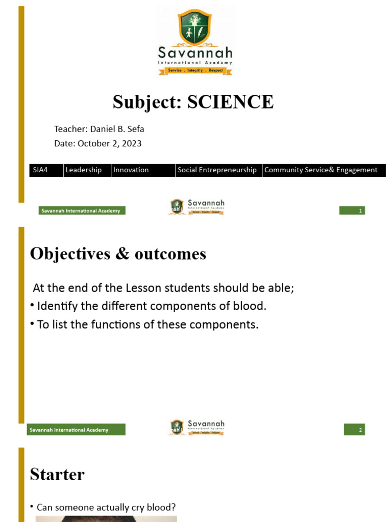 Blood and The Circulatory System Year 8 | PDF | Artery | Vein