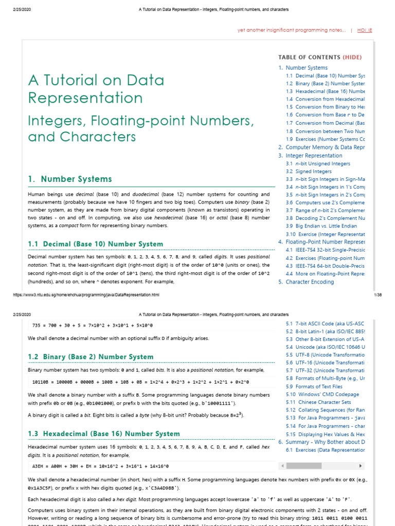 Data Representation Tutorial | PDF | Integer (Computer Science) | Computing