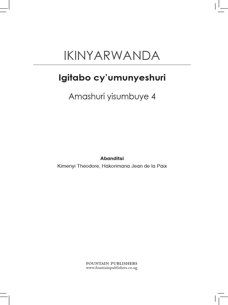 Ikinyarwanda - Amashuri Yisumbuye - Igitabo Cy'Umunyeshuri - Umwaka Wa ...