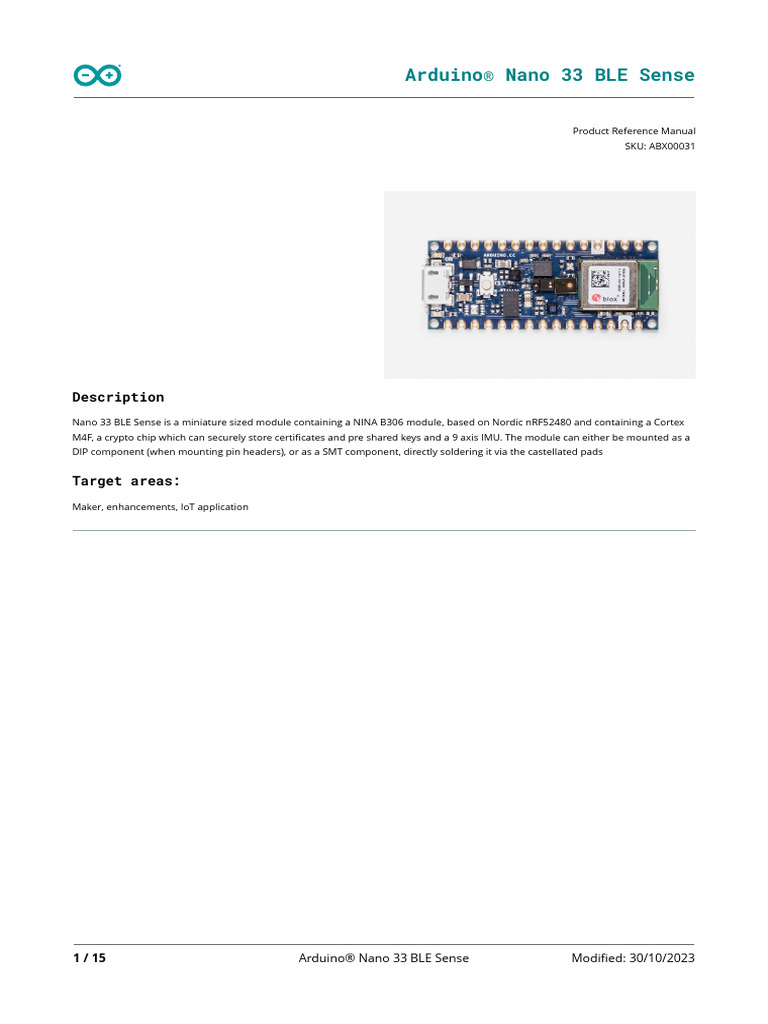 ABX00031 Datasheet | PDF | Arduino | Light Emitting Diode
