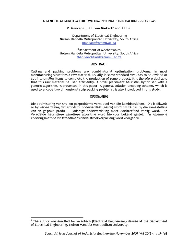 A Genetic Algorithm For Two Dimensional Strip Pack | PDF | Metaheuristic | Genetic Algorithm