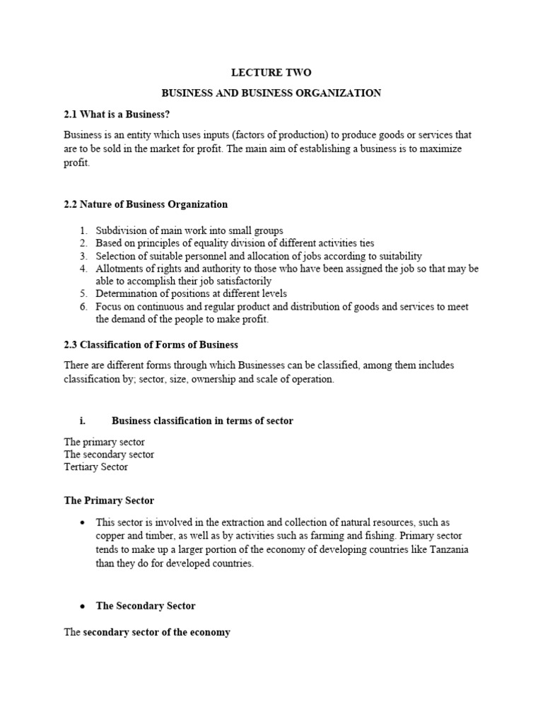Lecture Two | PDF | Partnership | Sole Proprietorship