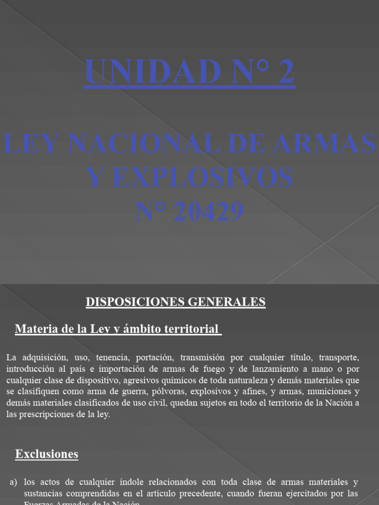 Powerpoint Unidad #2 - Ley de Armas 1° PARTE | PDF | Calibre | Rifle