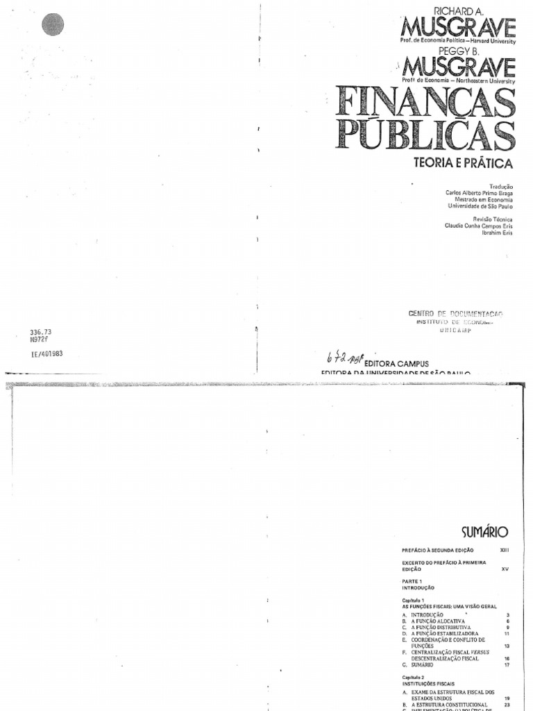 MUSGRAVE, R.MUSGRAVE, P. Finanças Públicas Teoria e Prática - Cap.1 | PDF