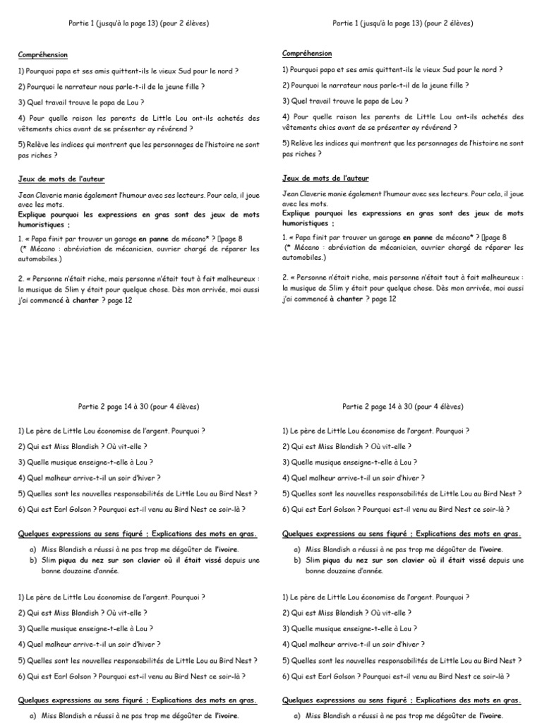 Little Lou CM Compréhension | PDF