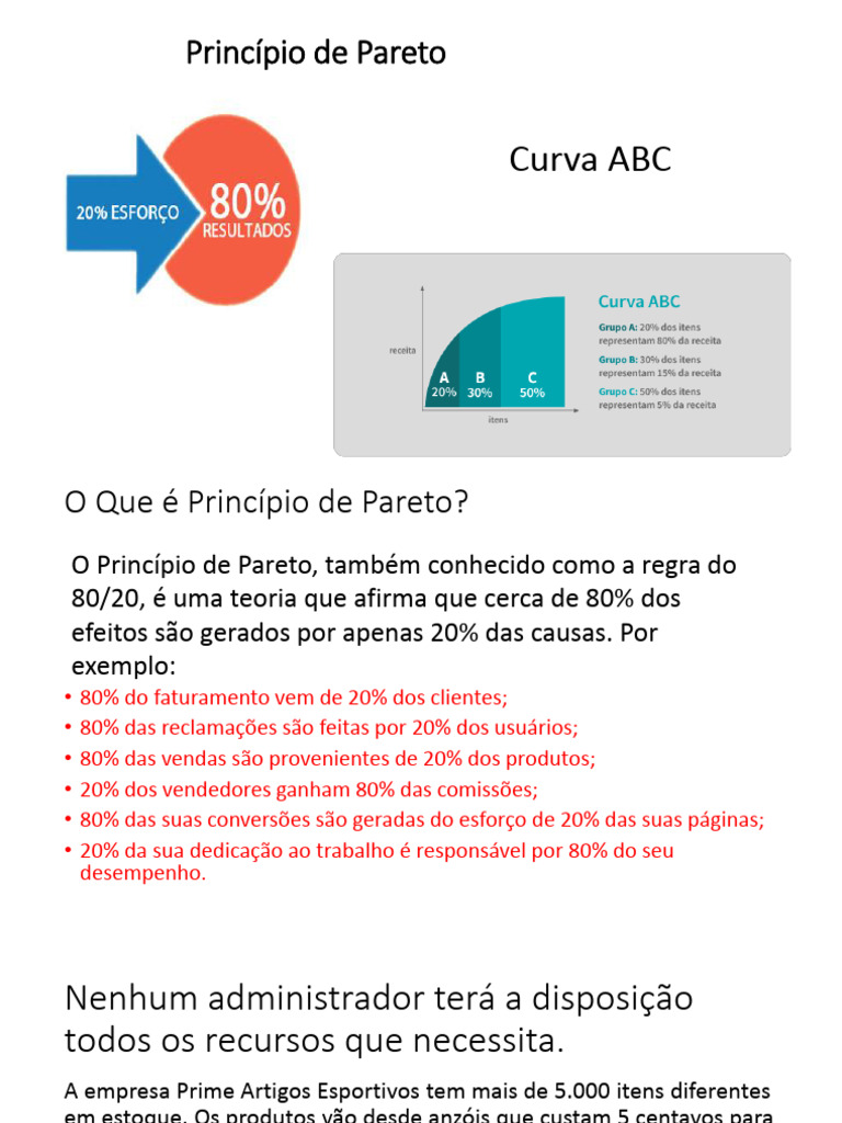 Princípio de Pareto e Curva ABC | PDF | Business | Economias