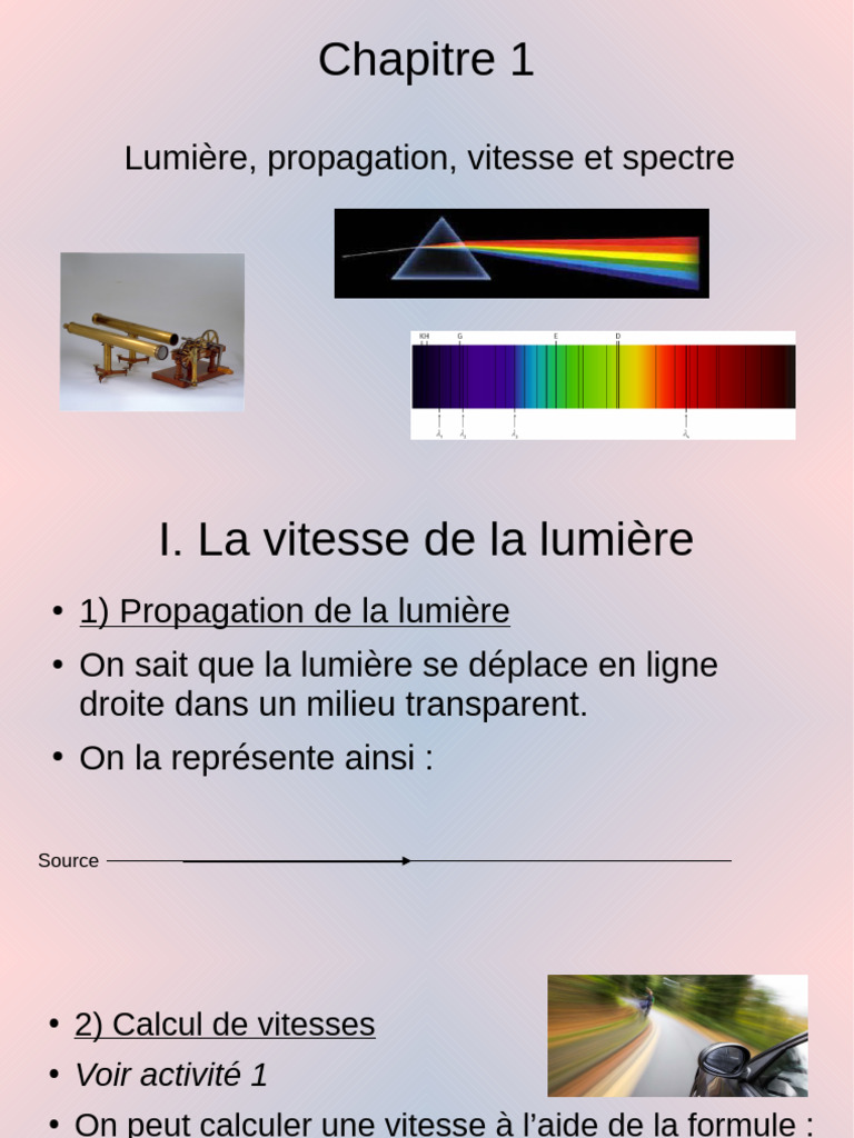 Vitesse et spectre de la lumière | PDF | Lumière | Spectre ...