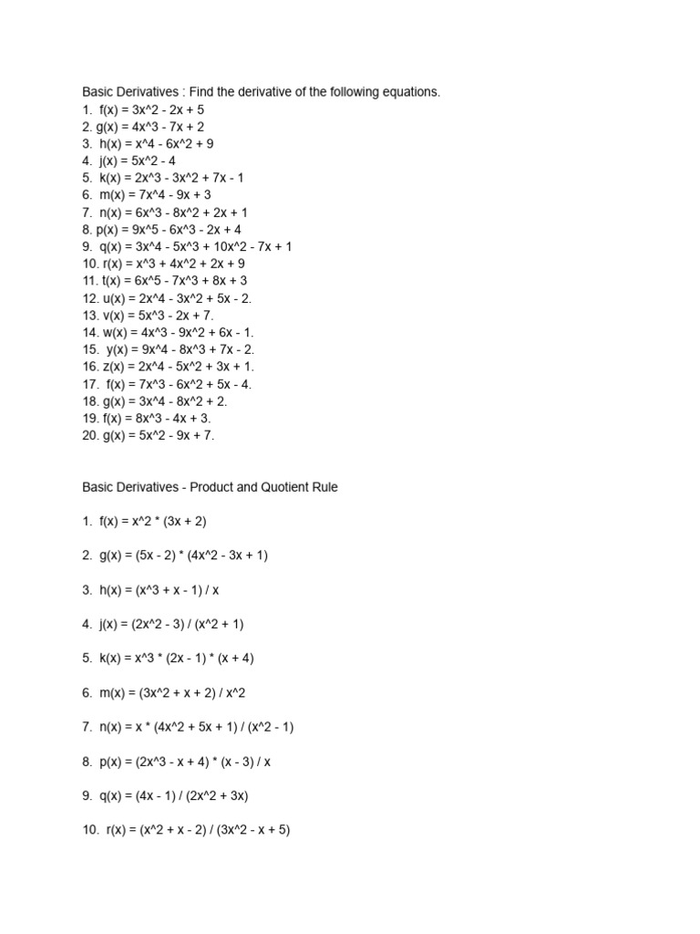 Calculus 1 Worksheet 6100 | PDF