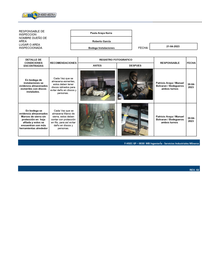 Informe de Inspección W16 | PDF