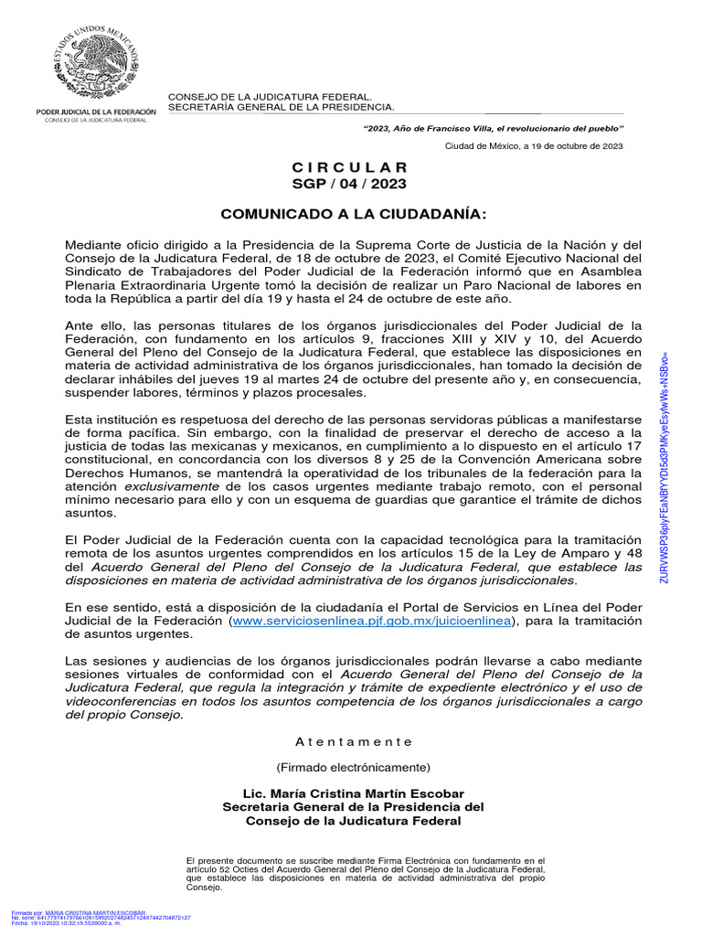 Circular días inhábiles | PDF