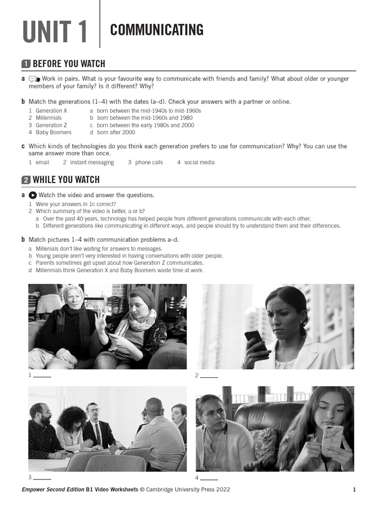 Empower Pre-Intermediate Video Activty Sheet Unit 01 | PDF ...