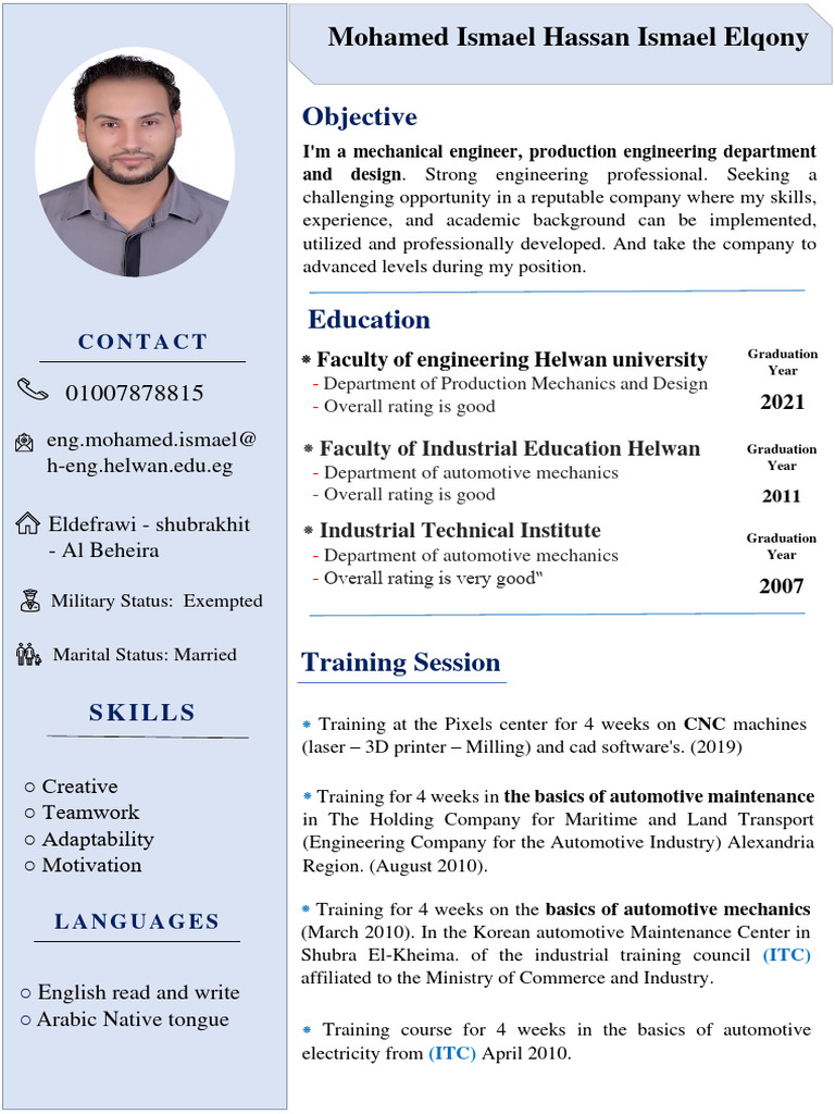C.V Mohamed Ismael - Mechanical Engineer Production and Design | PDF ...