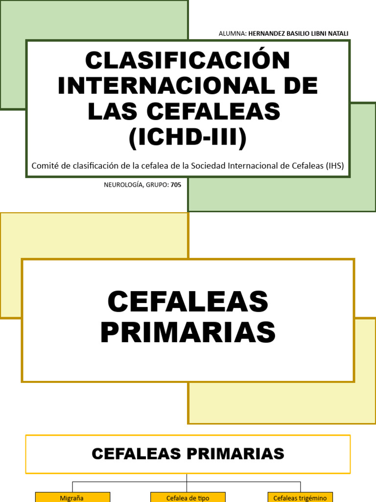 Clasificación Internacional de Las Cefaleas (Ichd-III) | PDF | Migraña ...