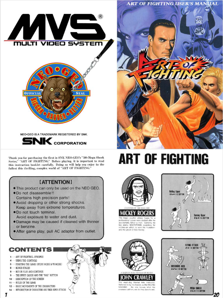 Art of Fighting 1994 SNK US | PDF