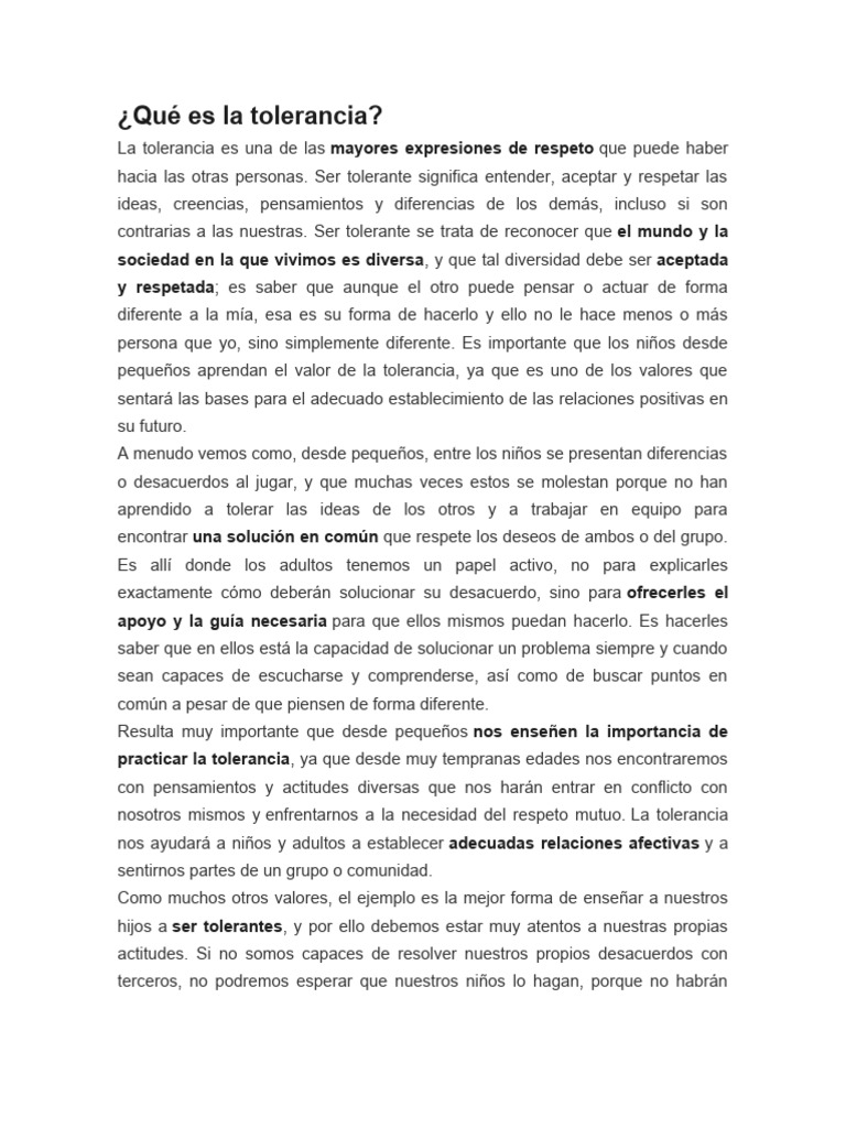 La Tolerancia | PDF | Tolerancia | Pensamiento