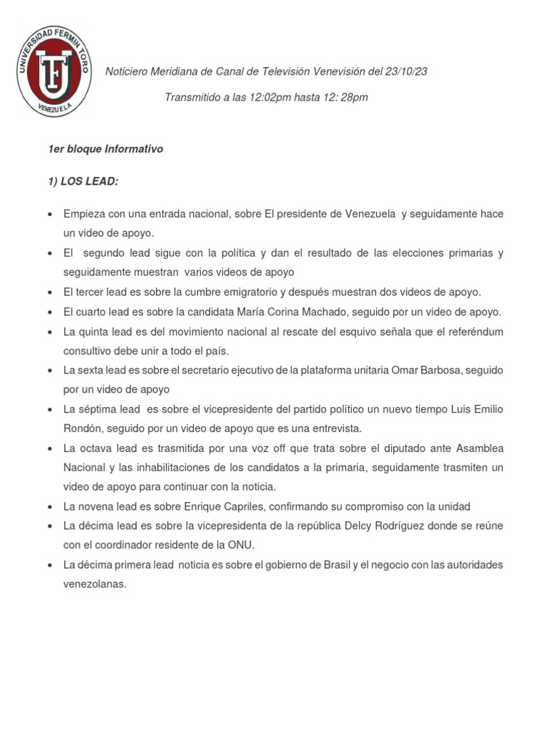 Copia de Pautas para el ANÃ_LISIS DE UN NOTICIERO DE TELEVISIÃ_N ...