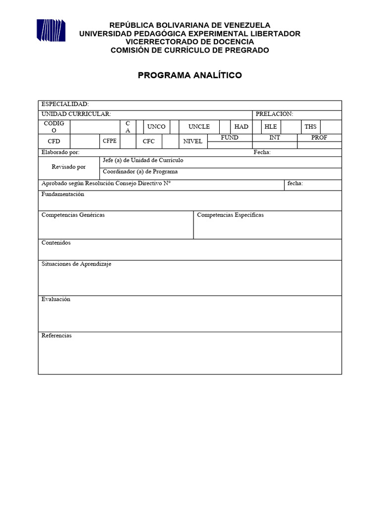 Formato Programa Analítico | PDF