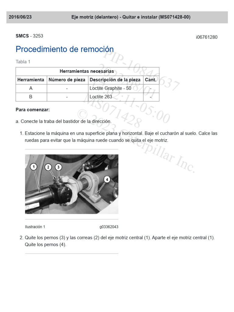 Eje Delantero Cargador 962l | PDF | Tornillo | Eje