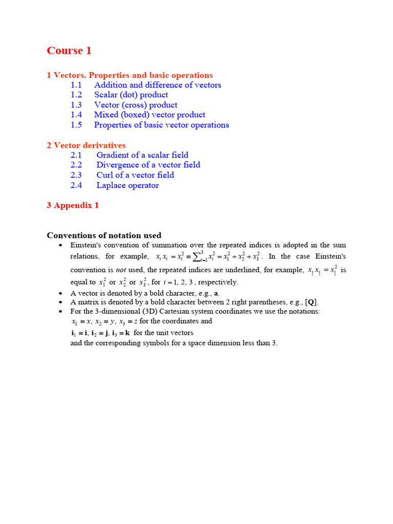 C1 - Basics of Vectors | PDF | Euclidean Vector | Gradient